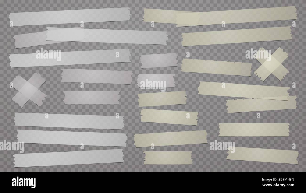 White and yellow different size adhesive, sticky, masking tape, paper ...