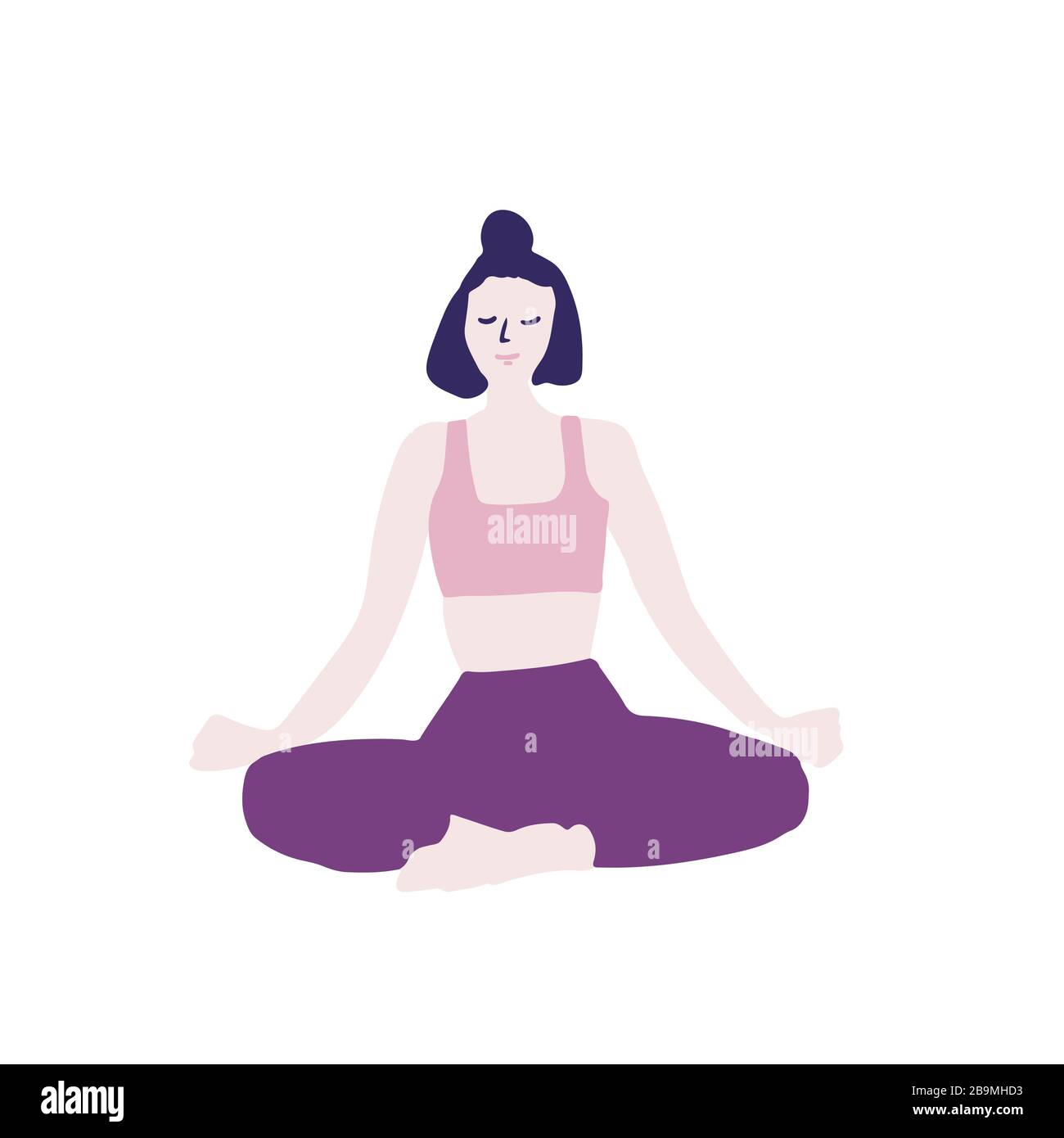 Girl doing yoga cartoon style isolated on white background Stock Vector ...