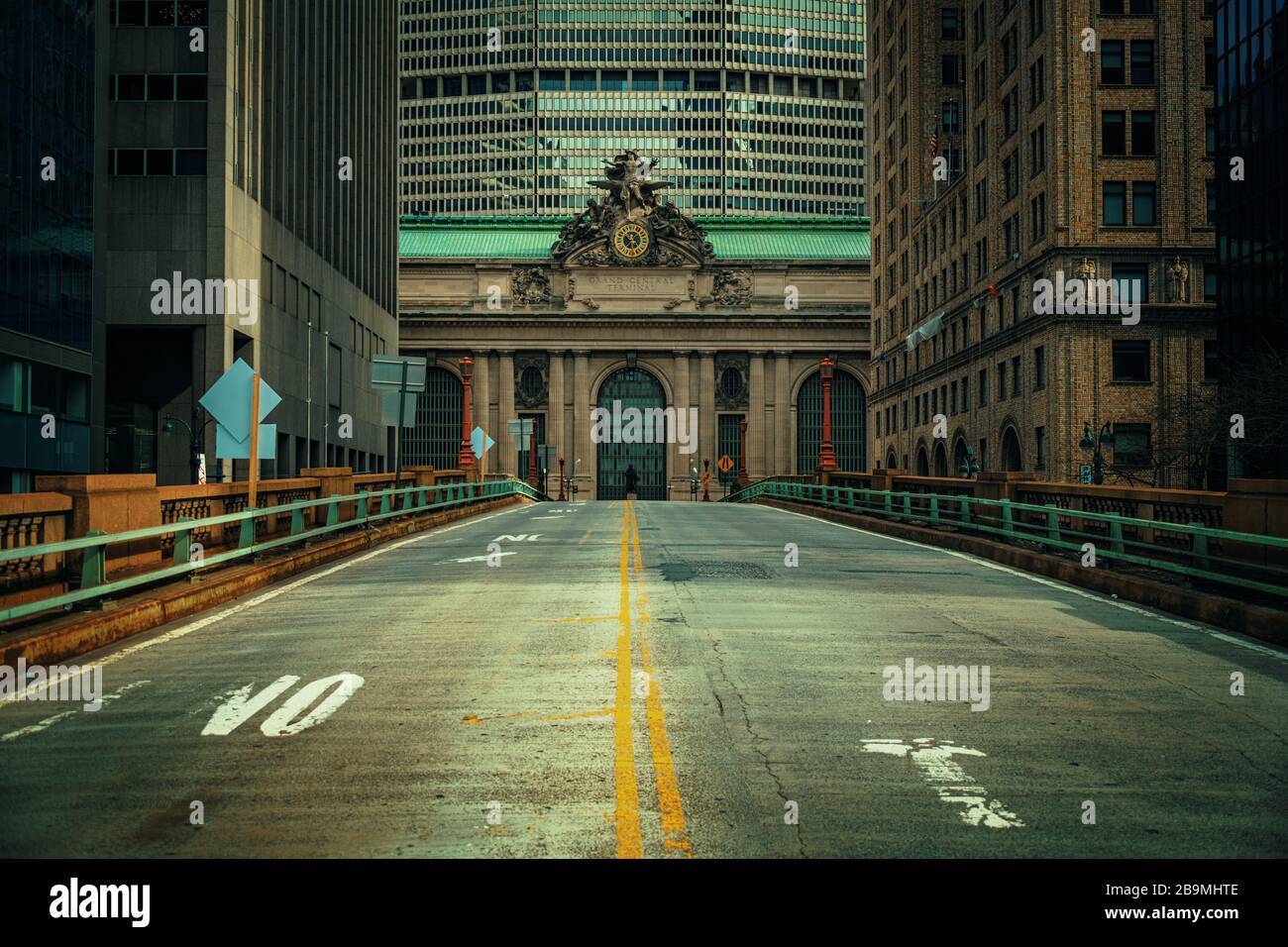 Empty street in front of Grand Central Terminal Station in New York ...
