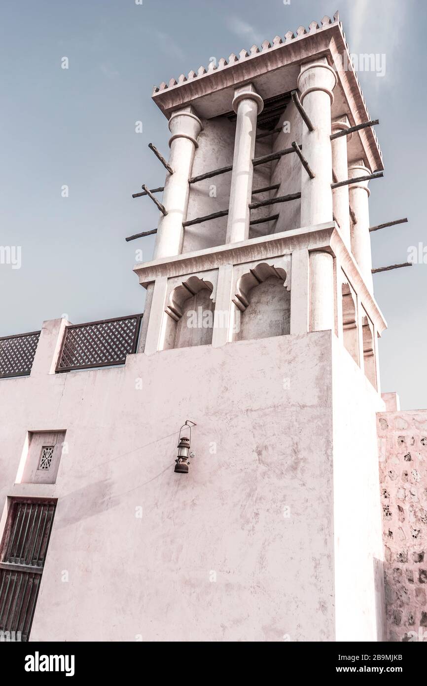 Ventilation tower in traditional oriental architecture, Sharjah, UAE ...