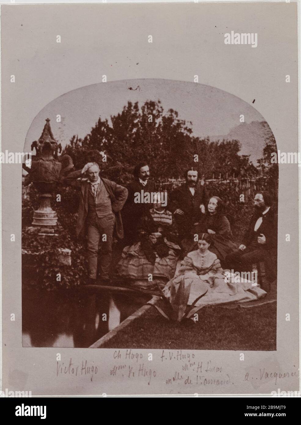 The Hugo family and friends in the garden of Hauteville House Anonyme ...