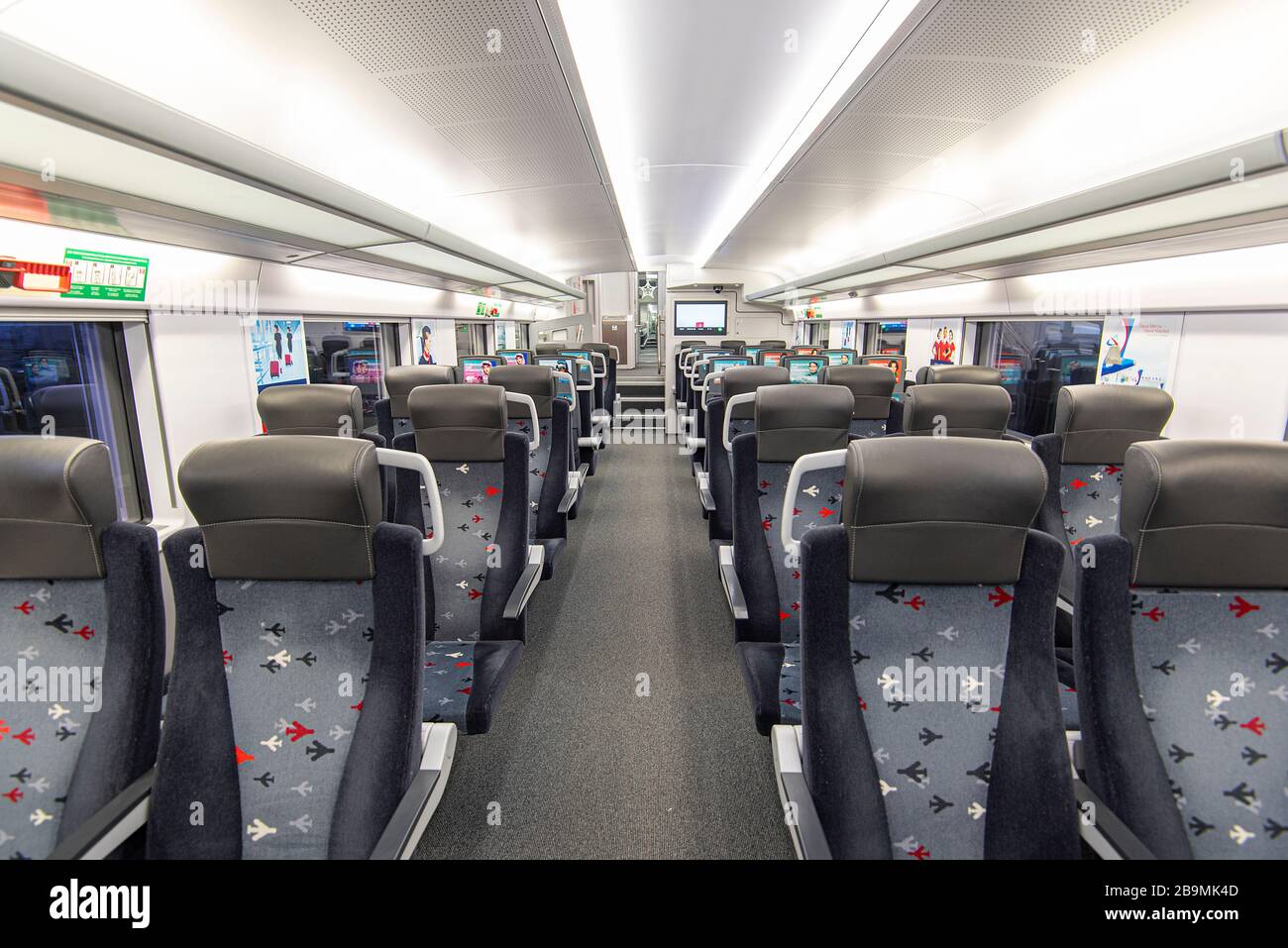 MOSCOW - JAN 06: Interior of Aeroexpress train, carriage of express ...