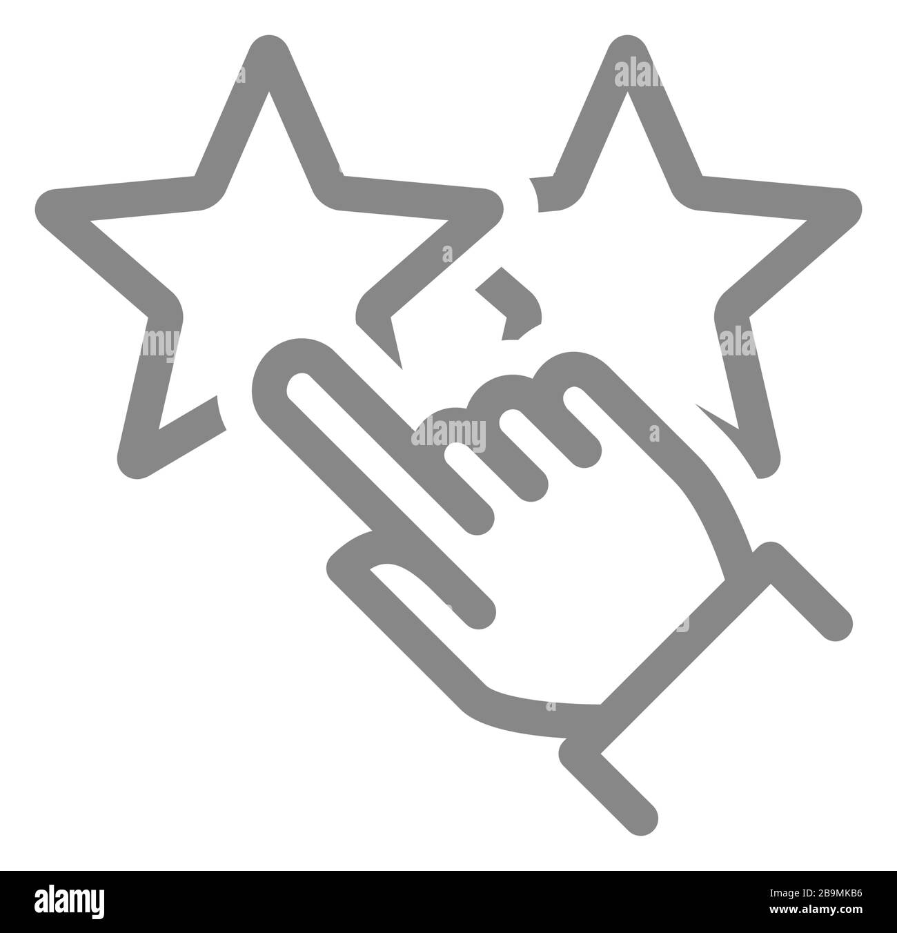 Hand chooses stars rating line icon. Customer review, quality control ...