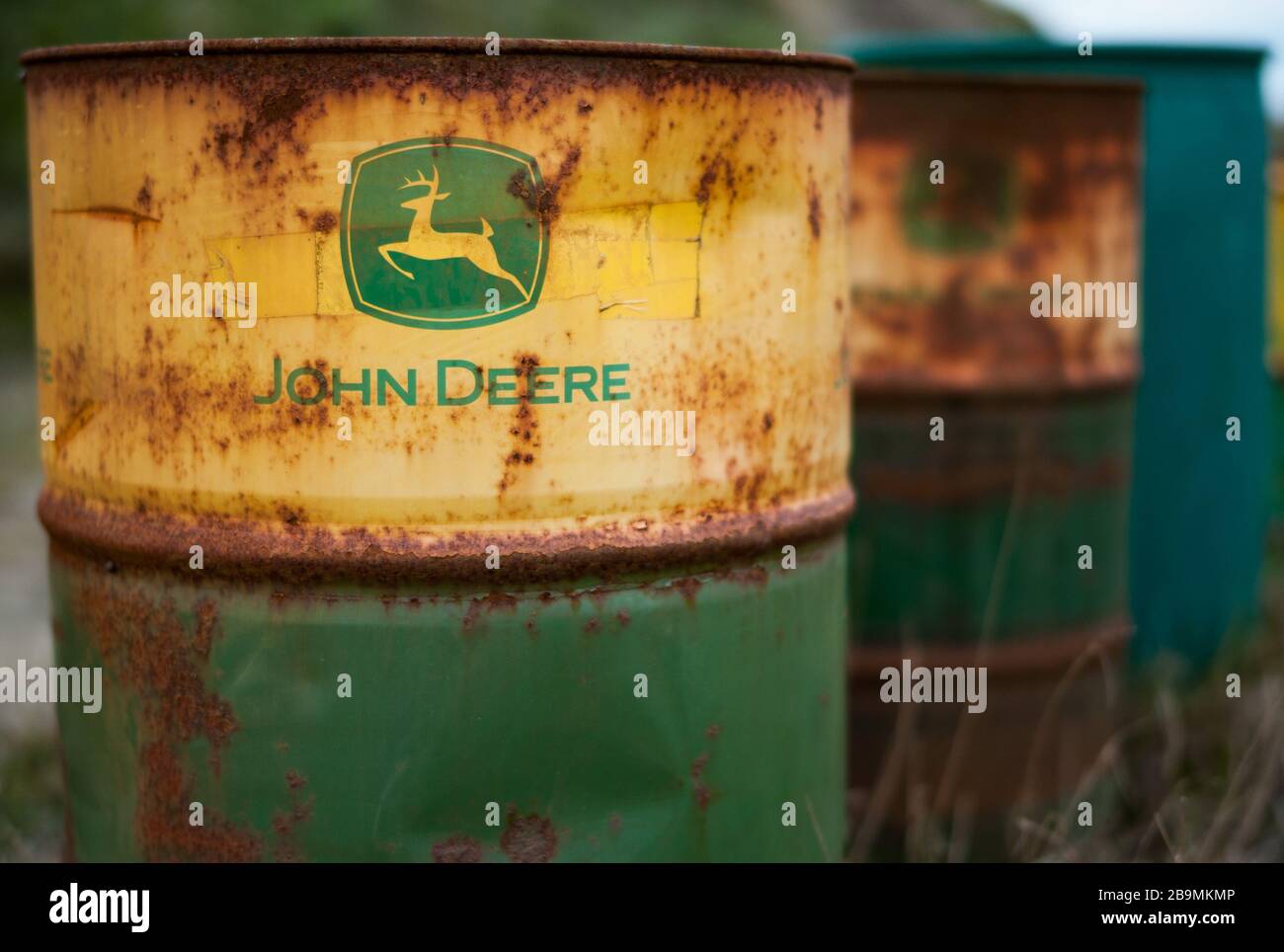 Ballybunion, Ireland - 20th March 2020: Old rusty John Deere barrels in ...