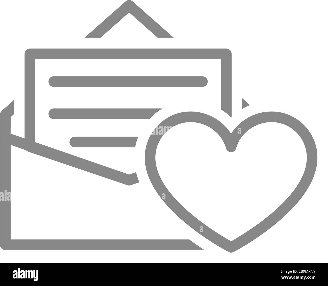 Letter with heart line icon. Customer feedback, user approvement ...