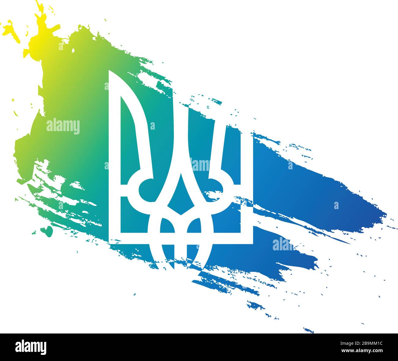 Tryzub. Color brushed Ukrainian Coat of Arms, Tryzub trident national ...