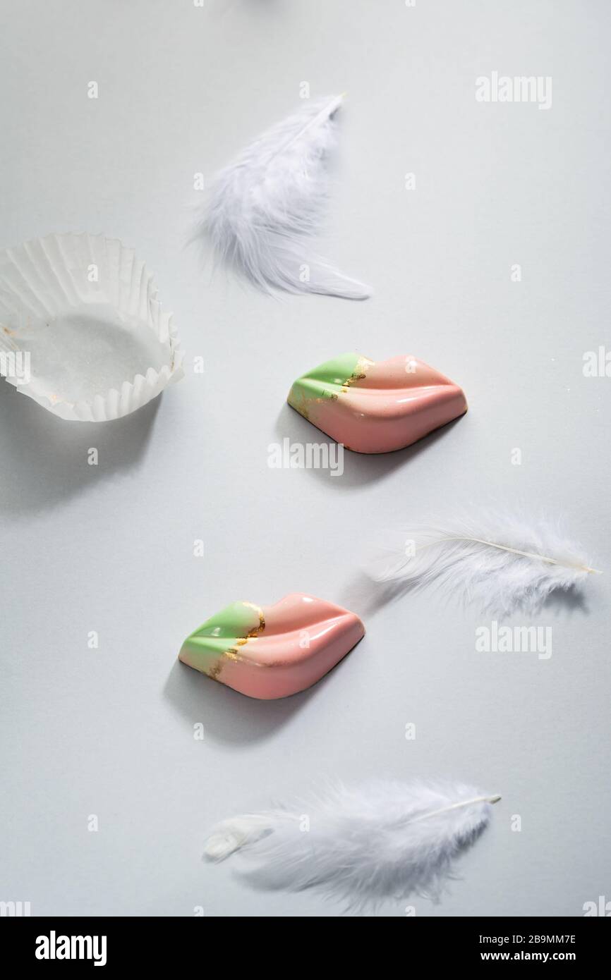 Chocolate candies in shape of lips Stock Photo - Alamy