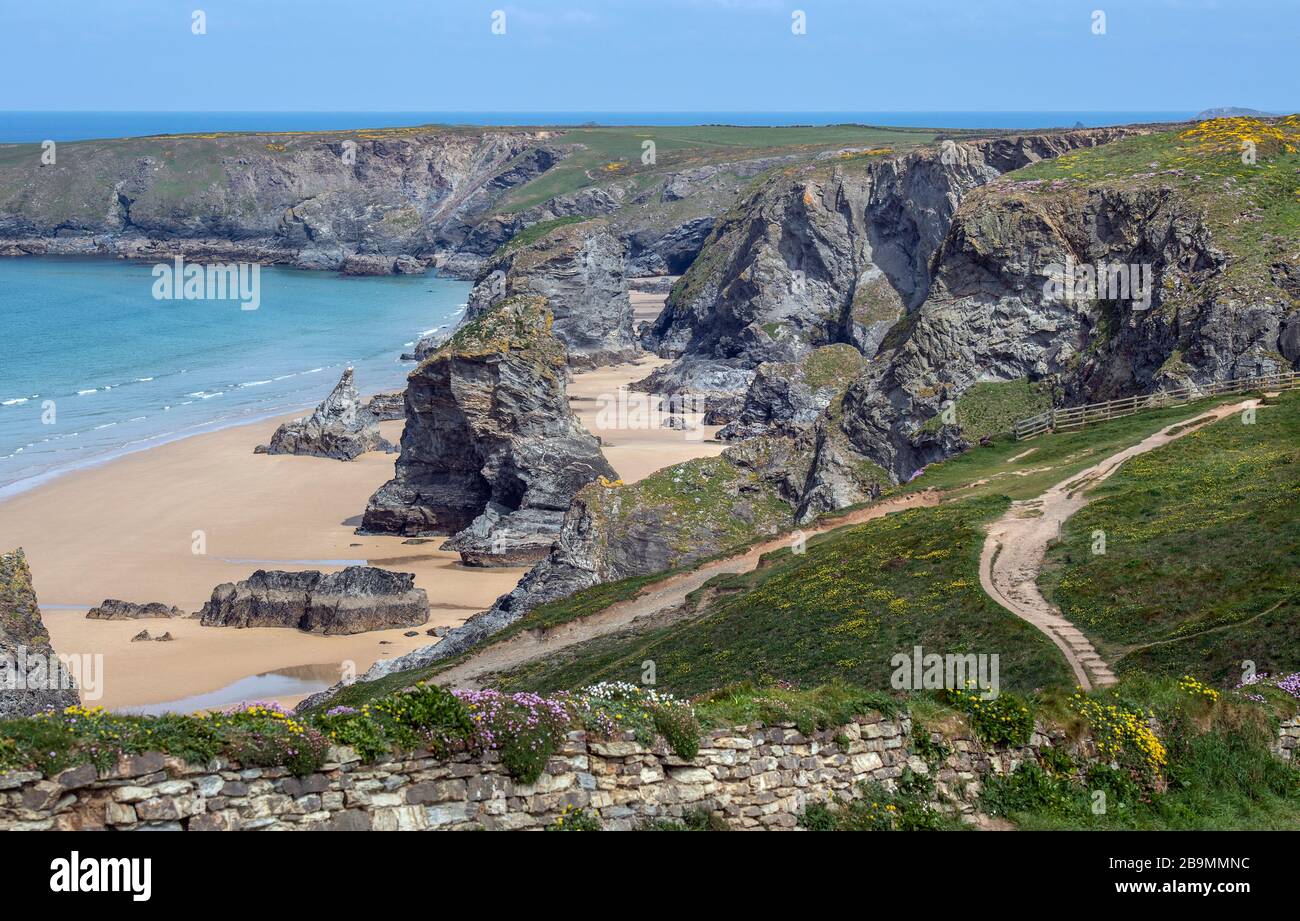 Bedruthan Steps, Cornwall, England, UK Stock Photo - Alamy