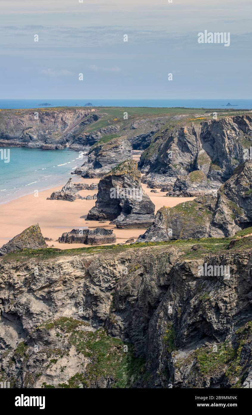 Bedruthan Steps, Cornwall, England, UK Stock Photo - Alamy
