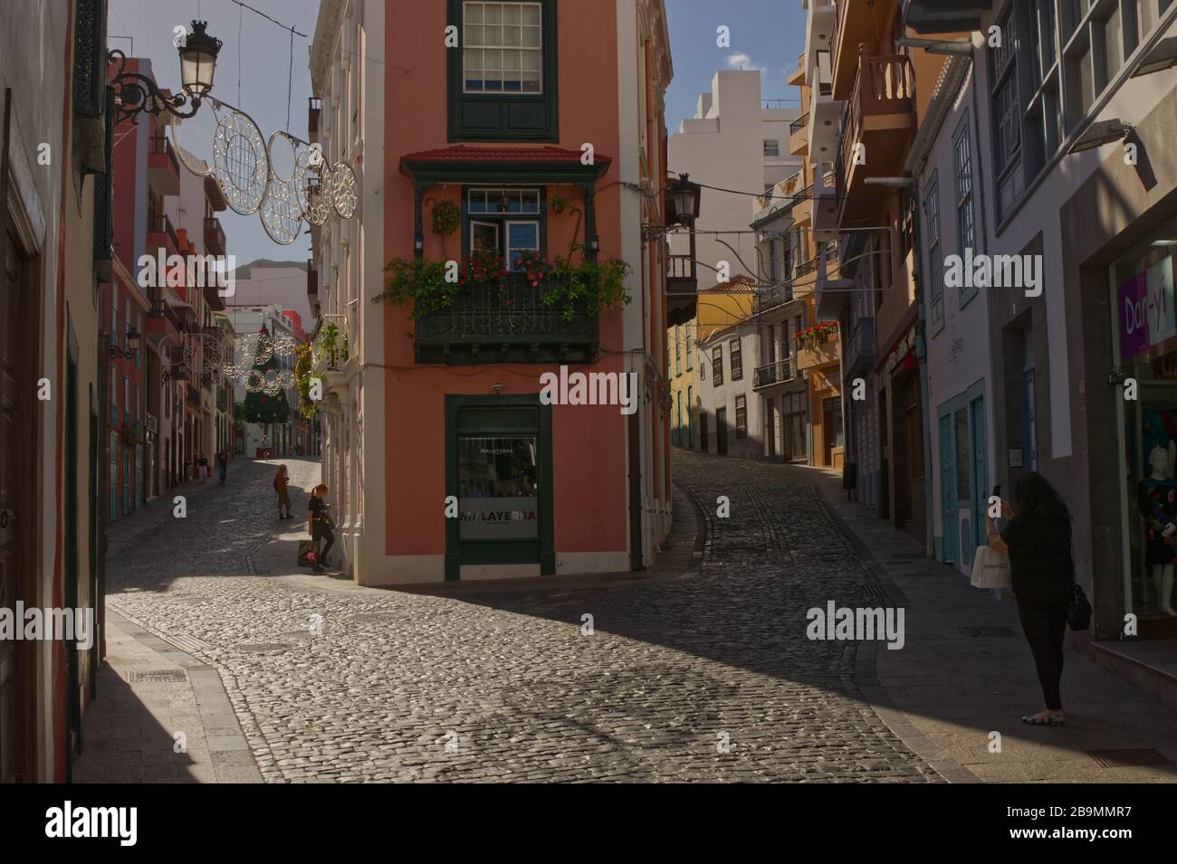 Shopping street (Alvarez de Abreu) in Santa Cruz, La Palma, Canary ...