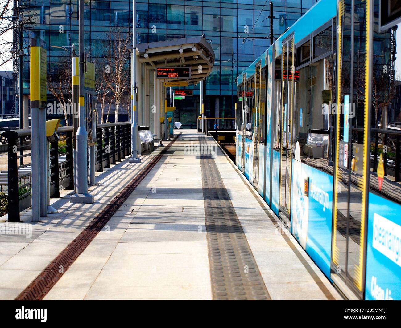 Empty tram terminal at media city after covid 19 coronavirus lockdown ...