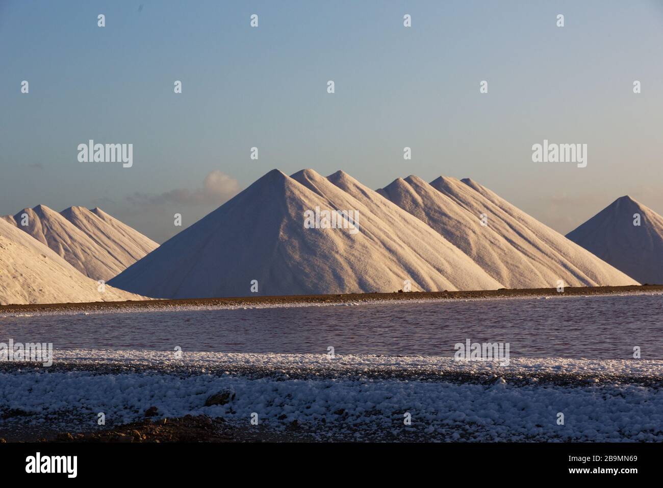 Sea salt mining operation on the Caribbean Island of Bonaire Stock ...