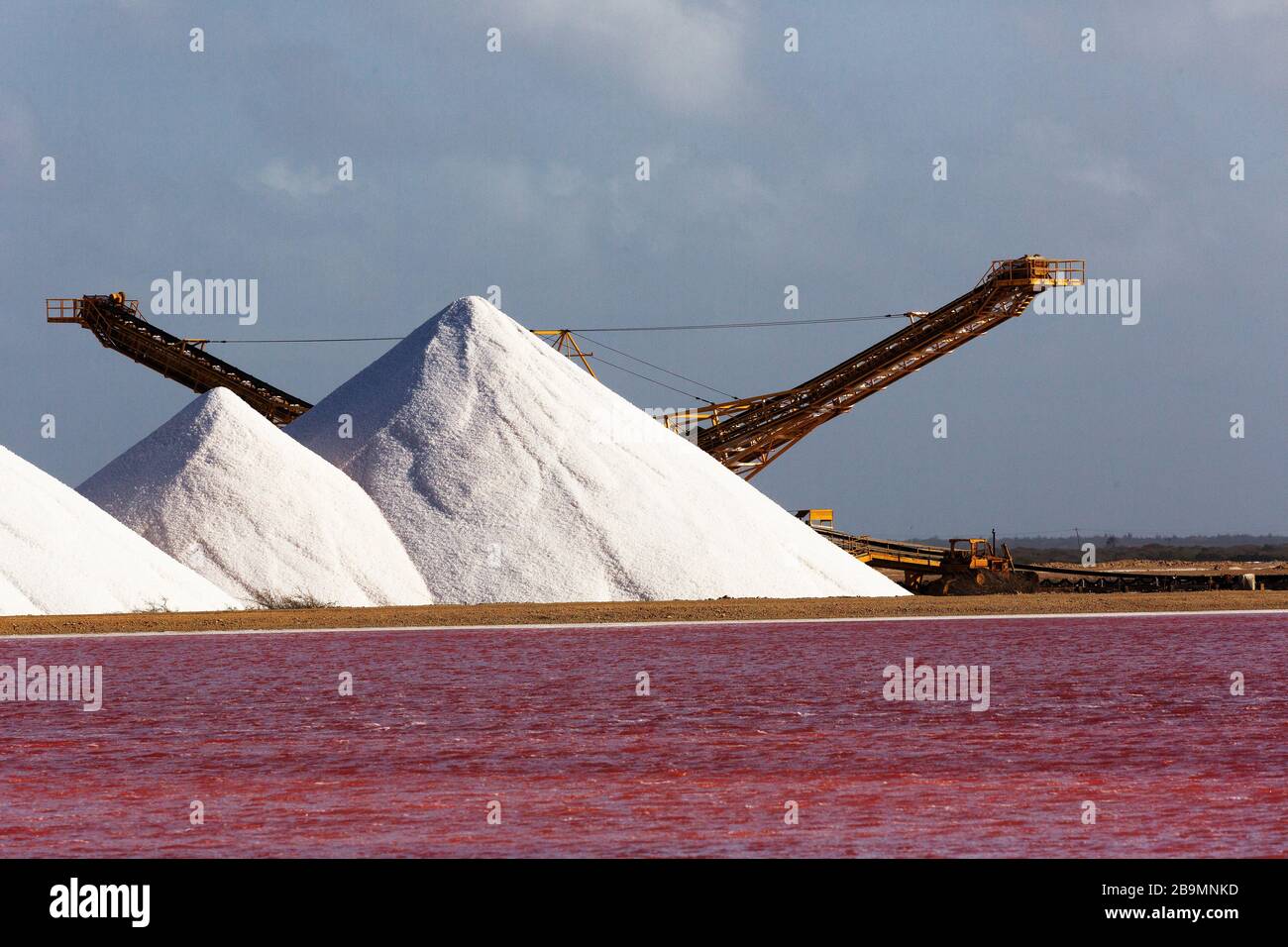 Sea salt mining operation on the Caribbean Island of Bonaire Stock ...