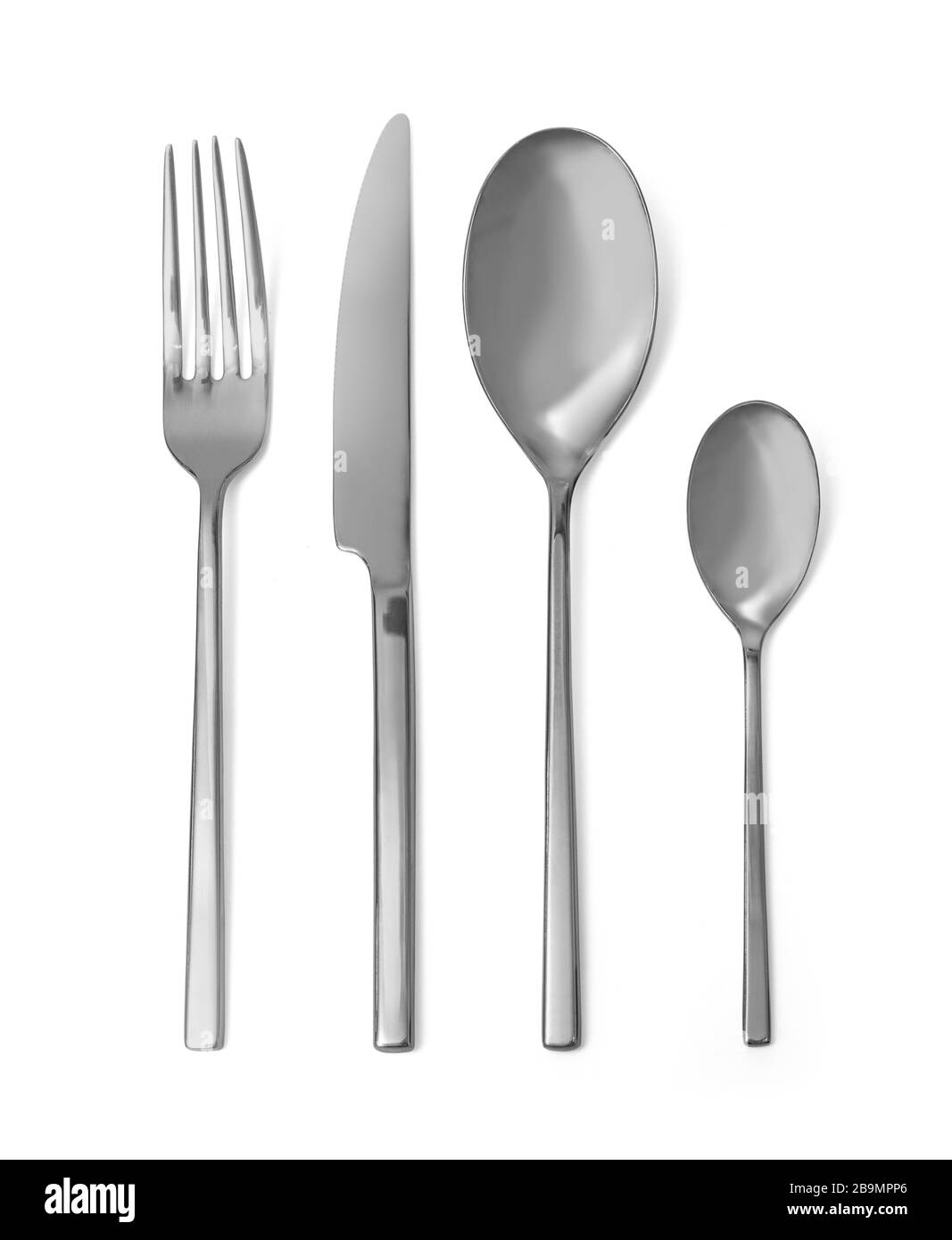 Cutlery set with Fork, Knife and Spoon isolated, with clipping path ...