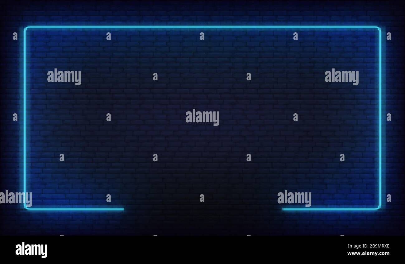 Neon border frame. Blue neon glowing background Stock Vector Image ...