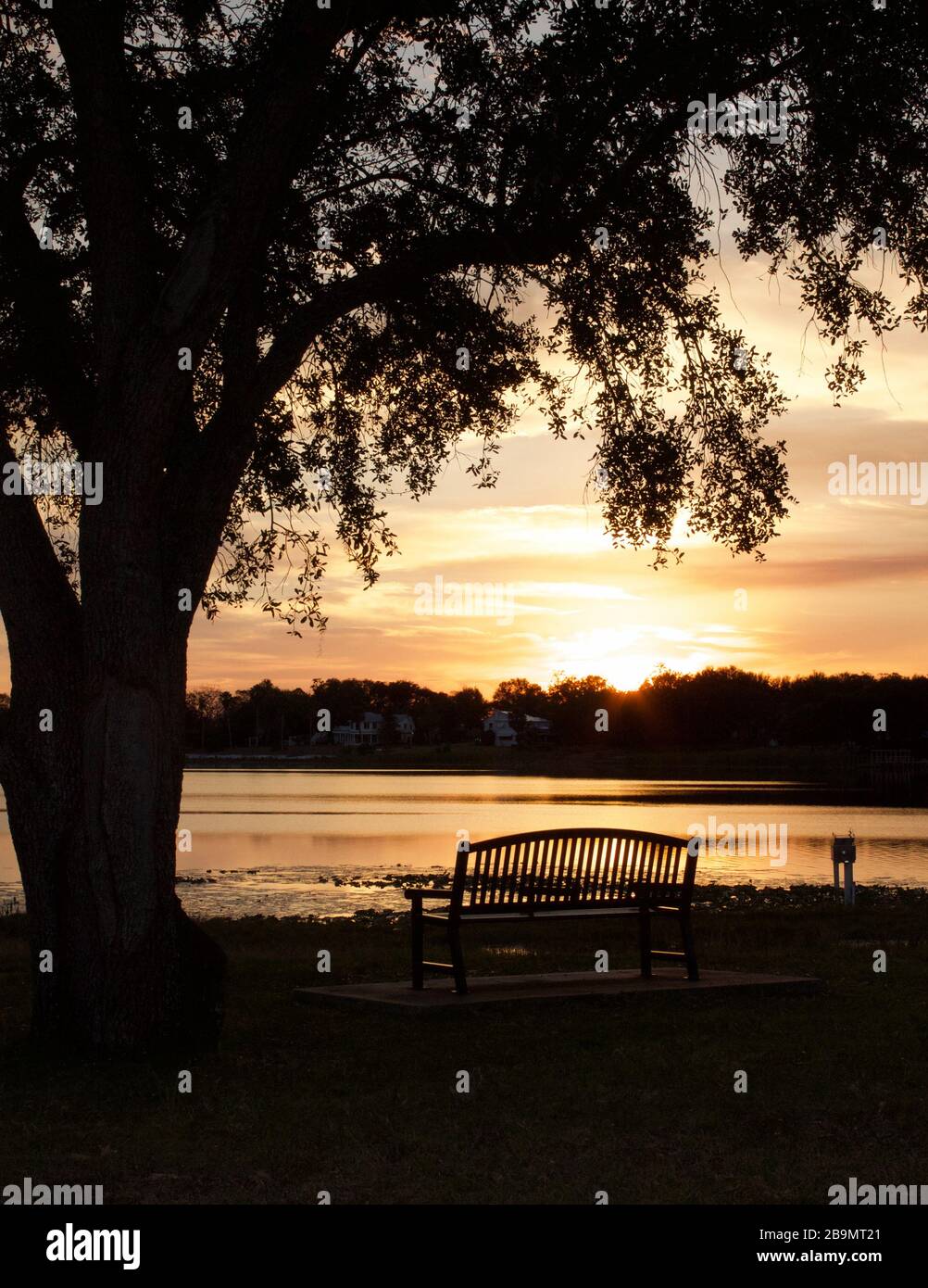 Sunset park bench Stock Photo - Alamy