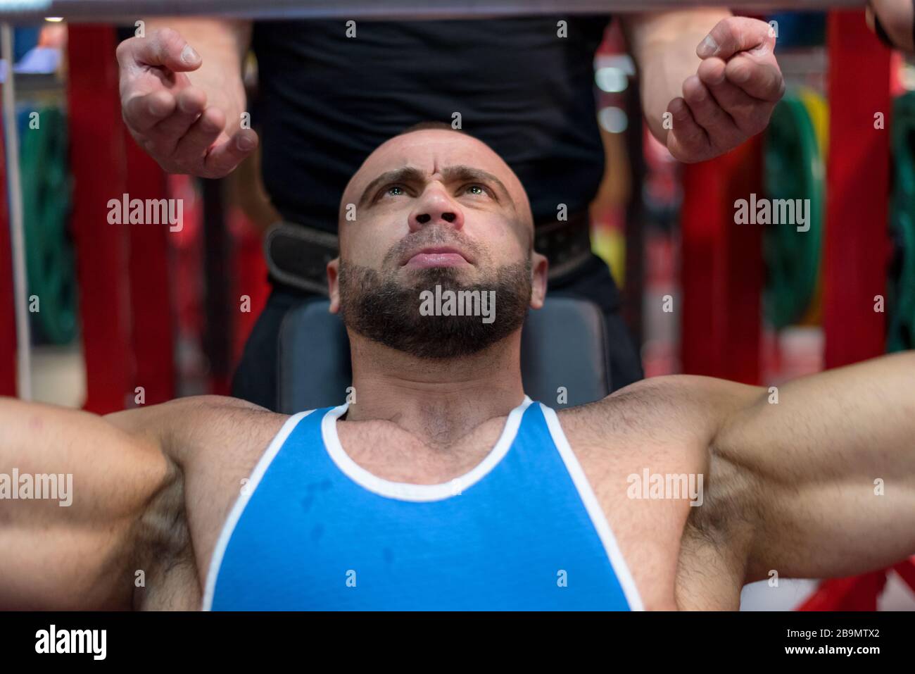 Bodybuilding Motivation. Two Bodybuilders Train Together at the Gym ...