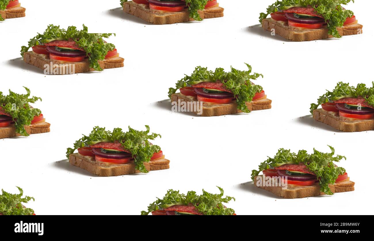 Sandwich print. Grocery pattern. White background, blank design Stock ...