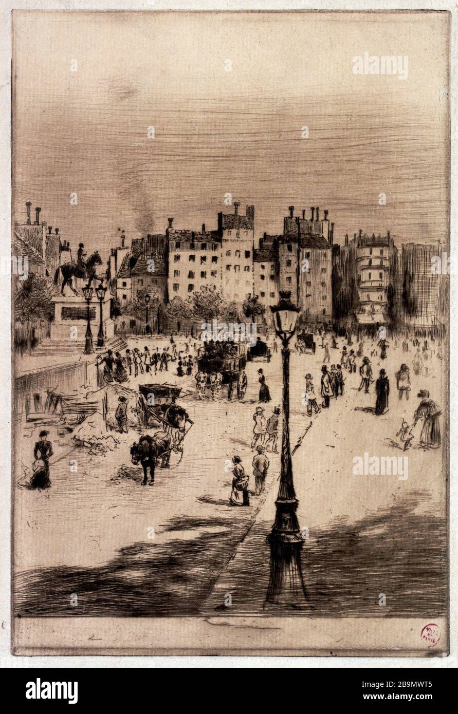 THE NEW BRIDGE Norbert Goeneutte (1854-1894). "Le Pont-Neuf". Gravure ...