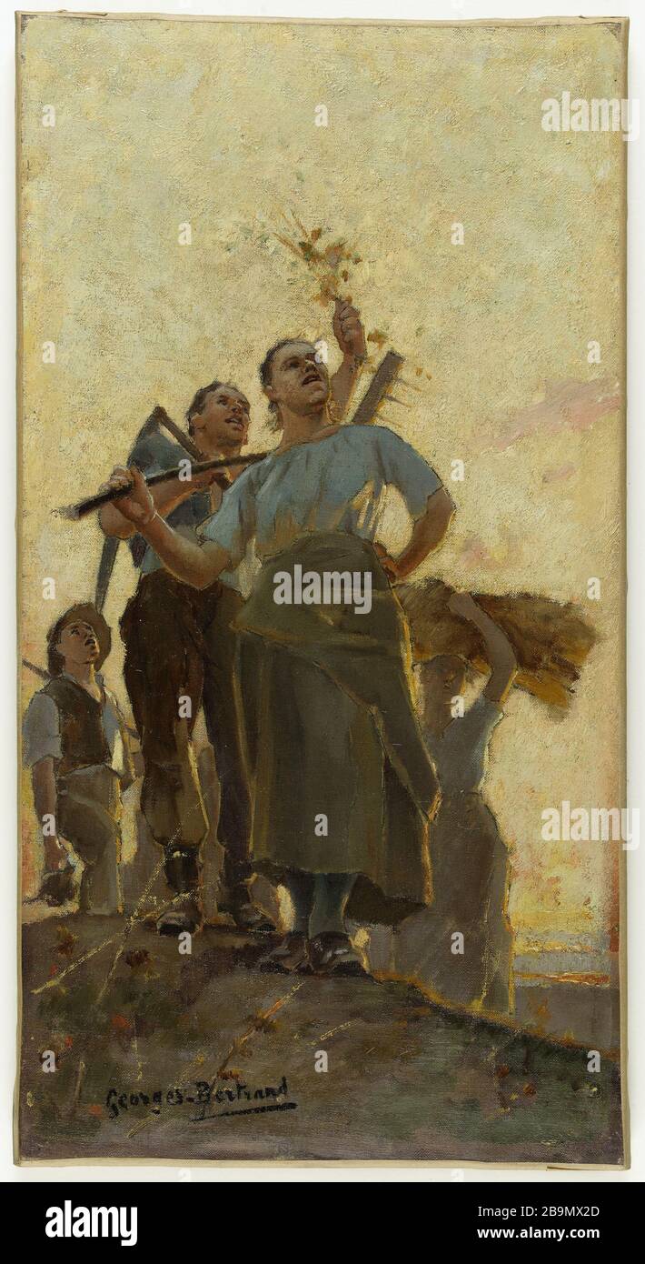 The harvest, sketch for the dining room of the Hotel de Ville Georges-Jules Bertrand (1849-1929 ...