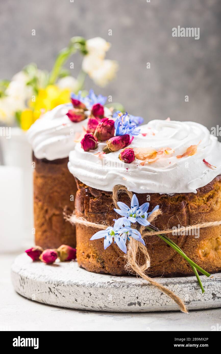 Easter Cake - Russian and Ukrainian Traditional Kulich or Brioche on a ...