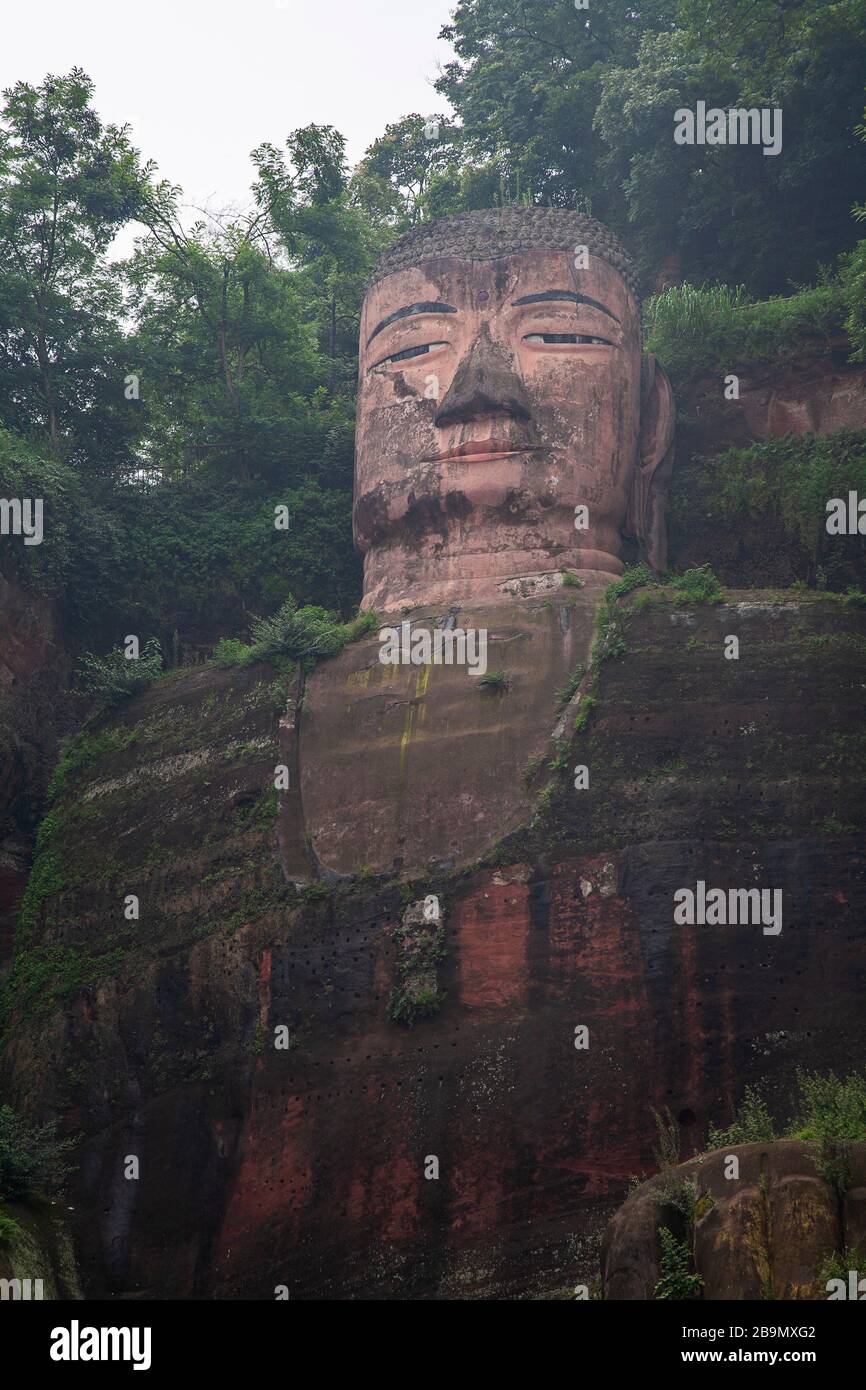Leshan Giant Buddha located at the Lingyun Mountain’s Qifeng Peak ...