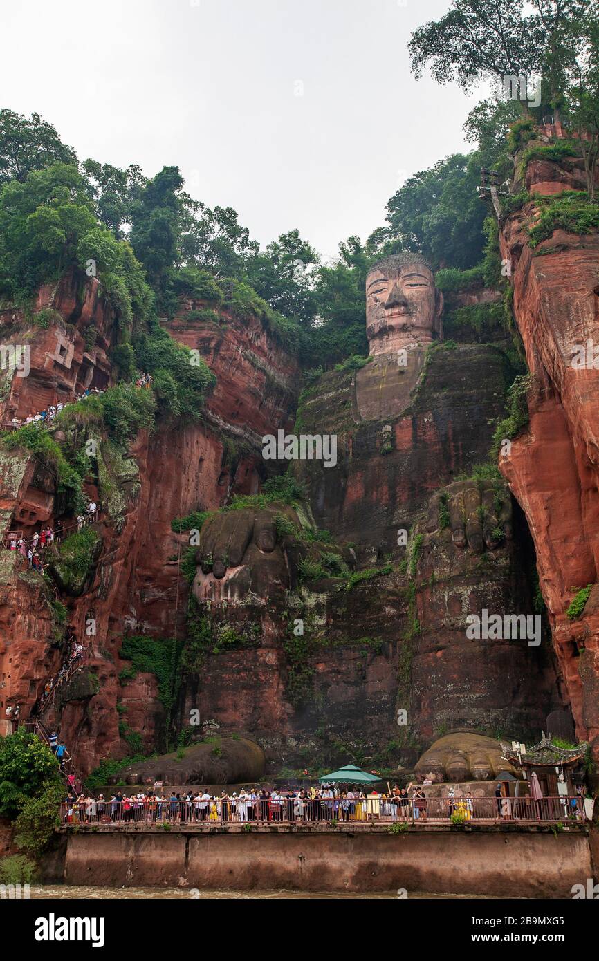 Leshan Giant Buddha located at the Lingyun Mountain’s Qifeng Peak ...