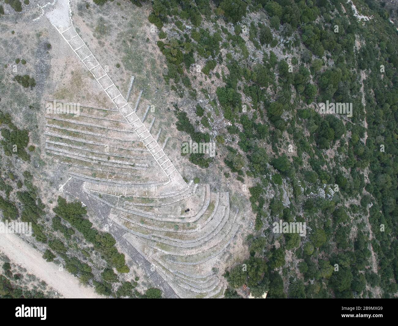 aerial view ancient amphithiater between saint donatus church and ...