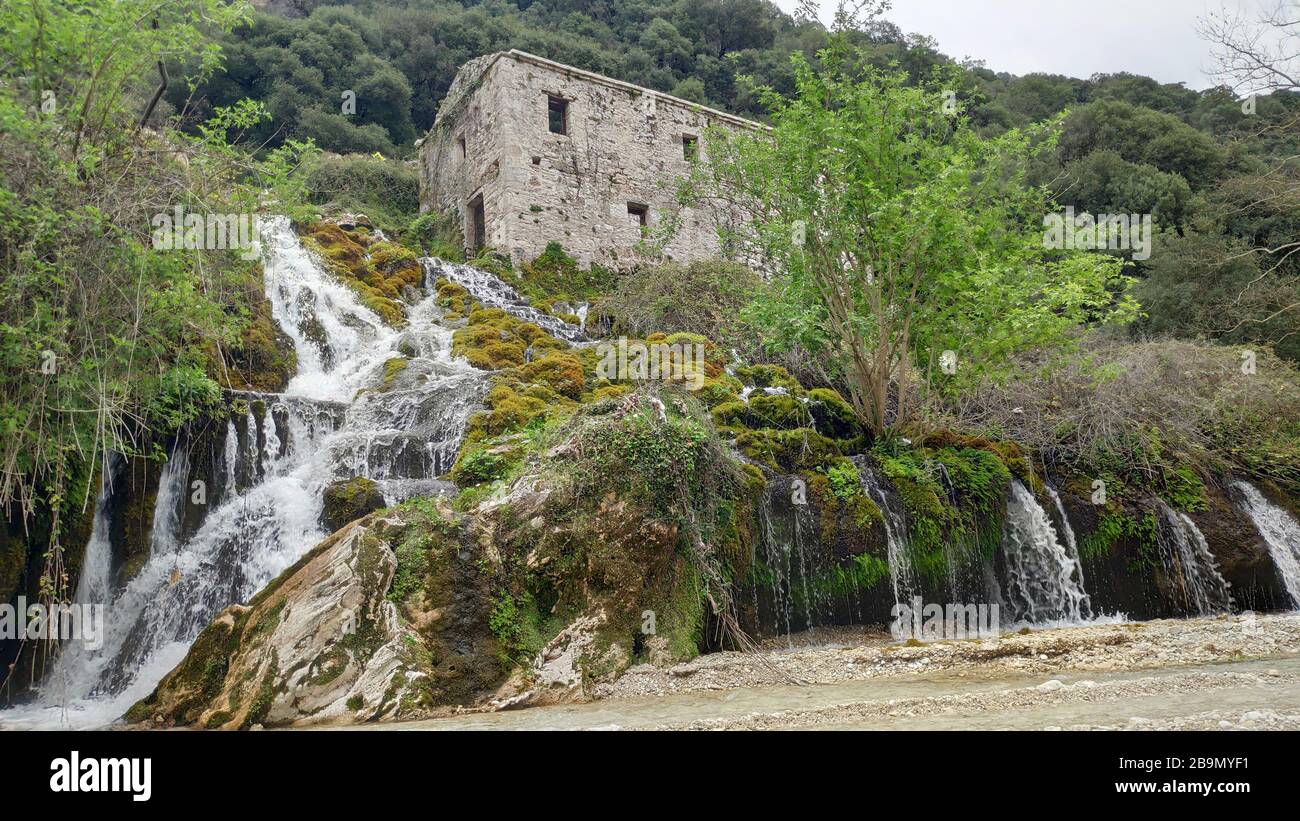 abandoned old stone structure - architecture watermill in historical ...