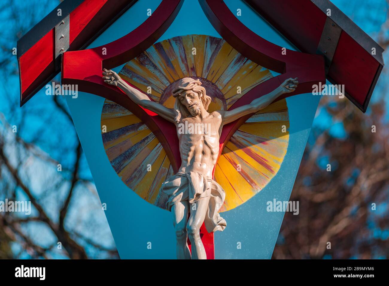 Sculpture of Jesus in the forest Stock Photo - Alamy