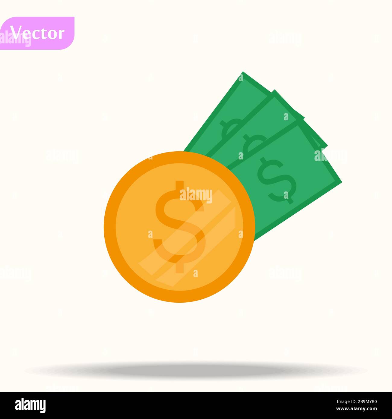 Dollar banknotes isolated white Stock Vector Images - Alamy