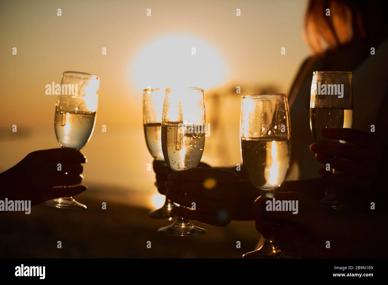 Closeup photo of girls celebrating a bachelorette party of bride. hen ...