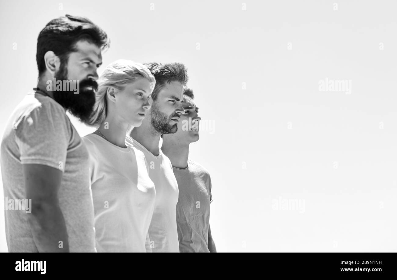 Sad Group Of People Black And White