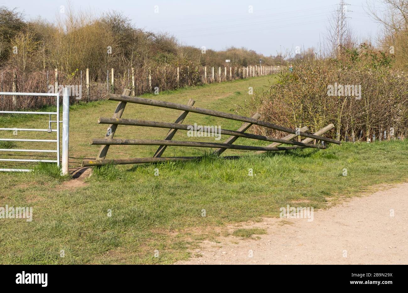 Pushed down fence hi-res stock photography and images - Alamy