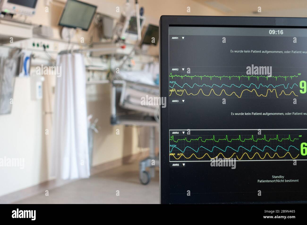 there are surveillance monitors in a hospital recovery room Stock Photo ...