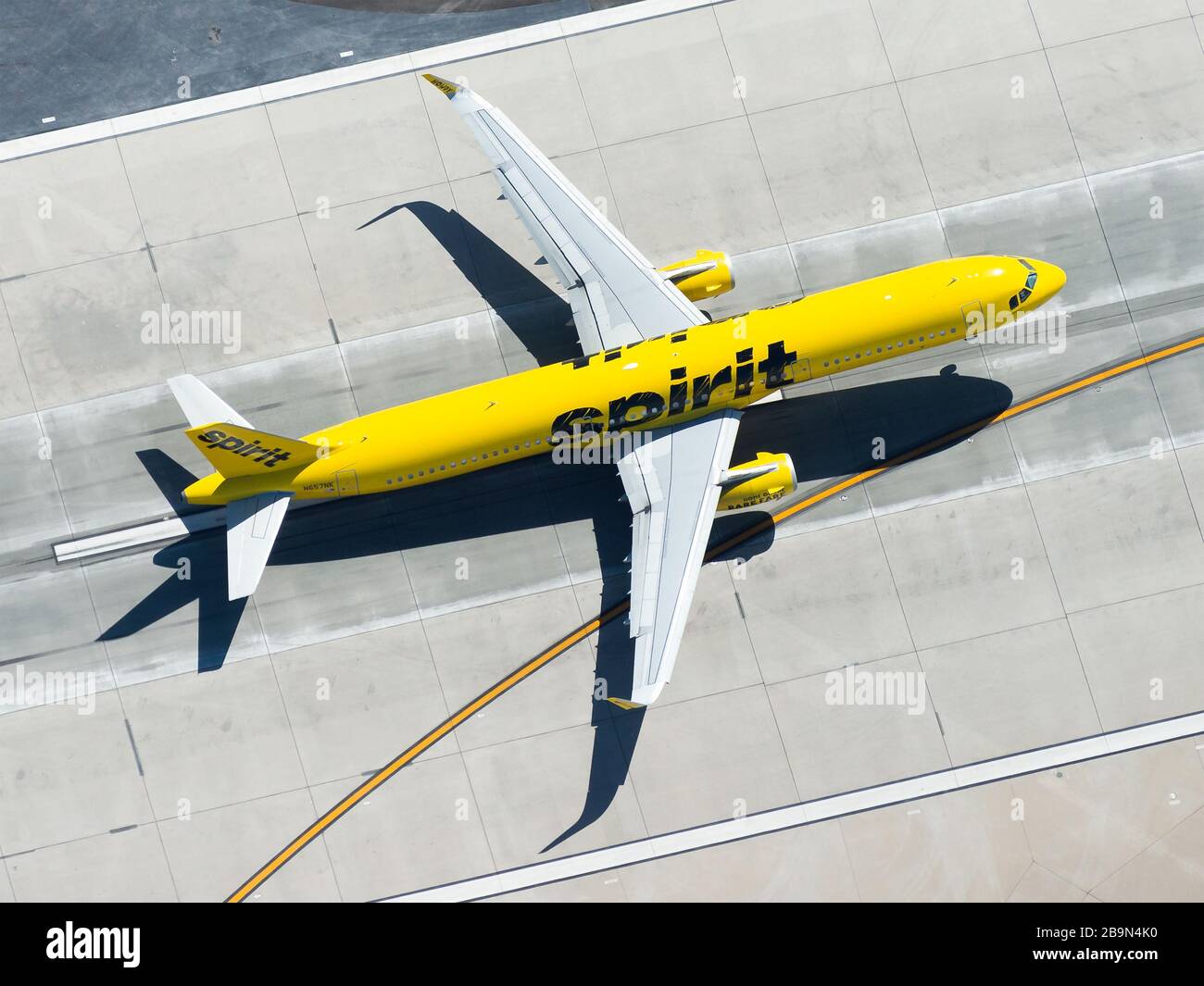 Aerial view of Spirit Airlines Airbus A321 departing Los Angeles ...