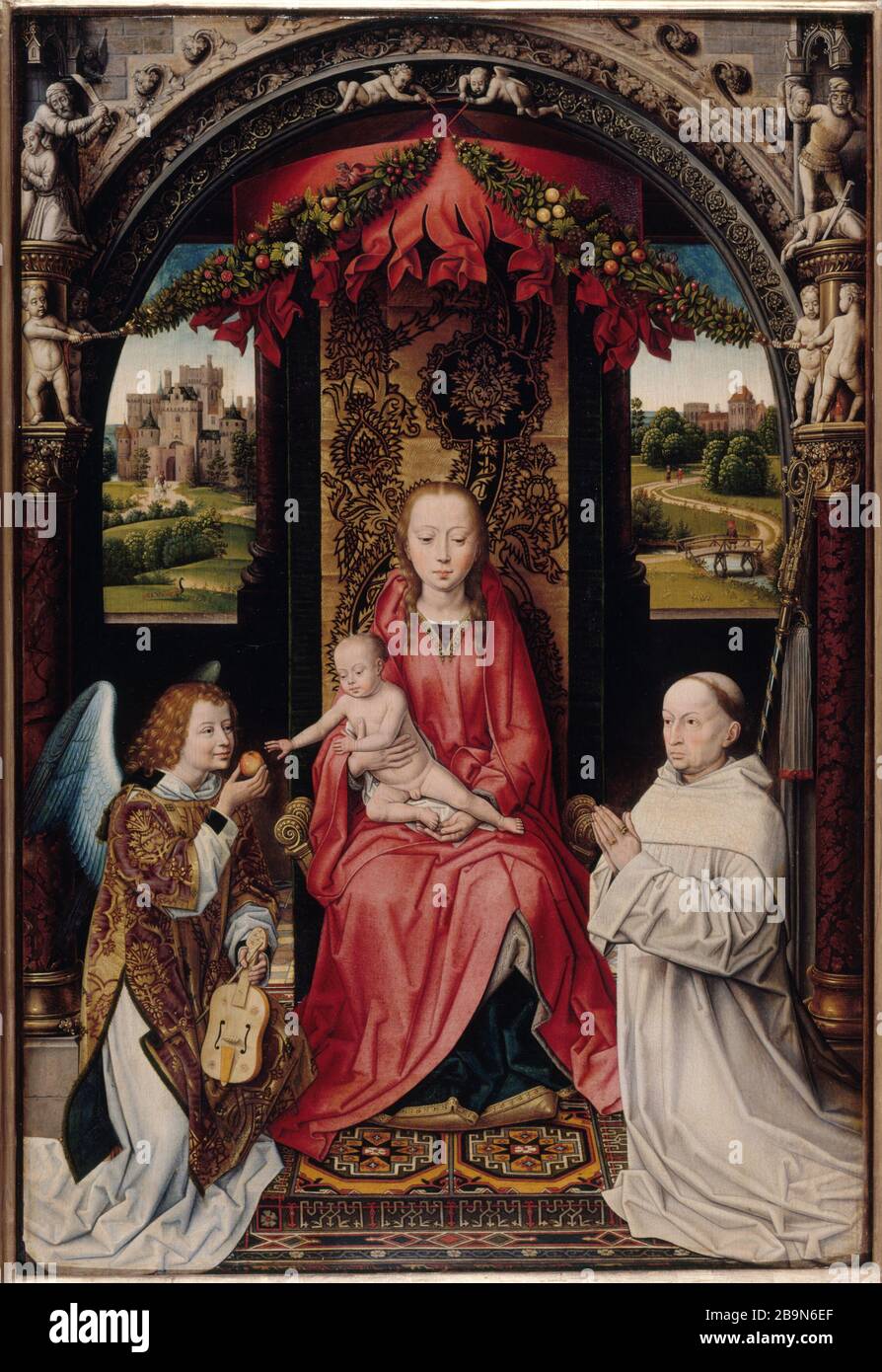 La vierge et l'enfant avec un donateur et un ange hi-res stock photography and images - Alamy