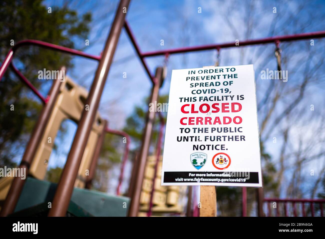 Herndon, USA - March 24, 2020: Sign in children's playground in ...