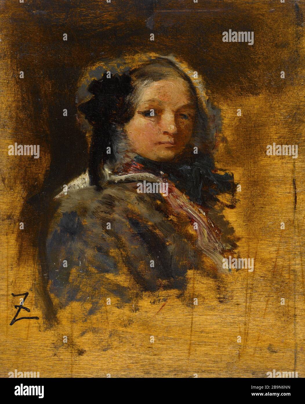 Portrait of girl Felix Ziem (1821-1911). "Portrait de jeune fille ...