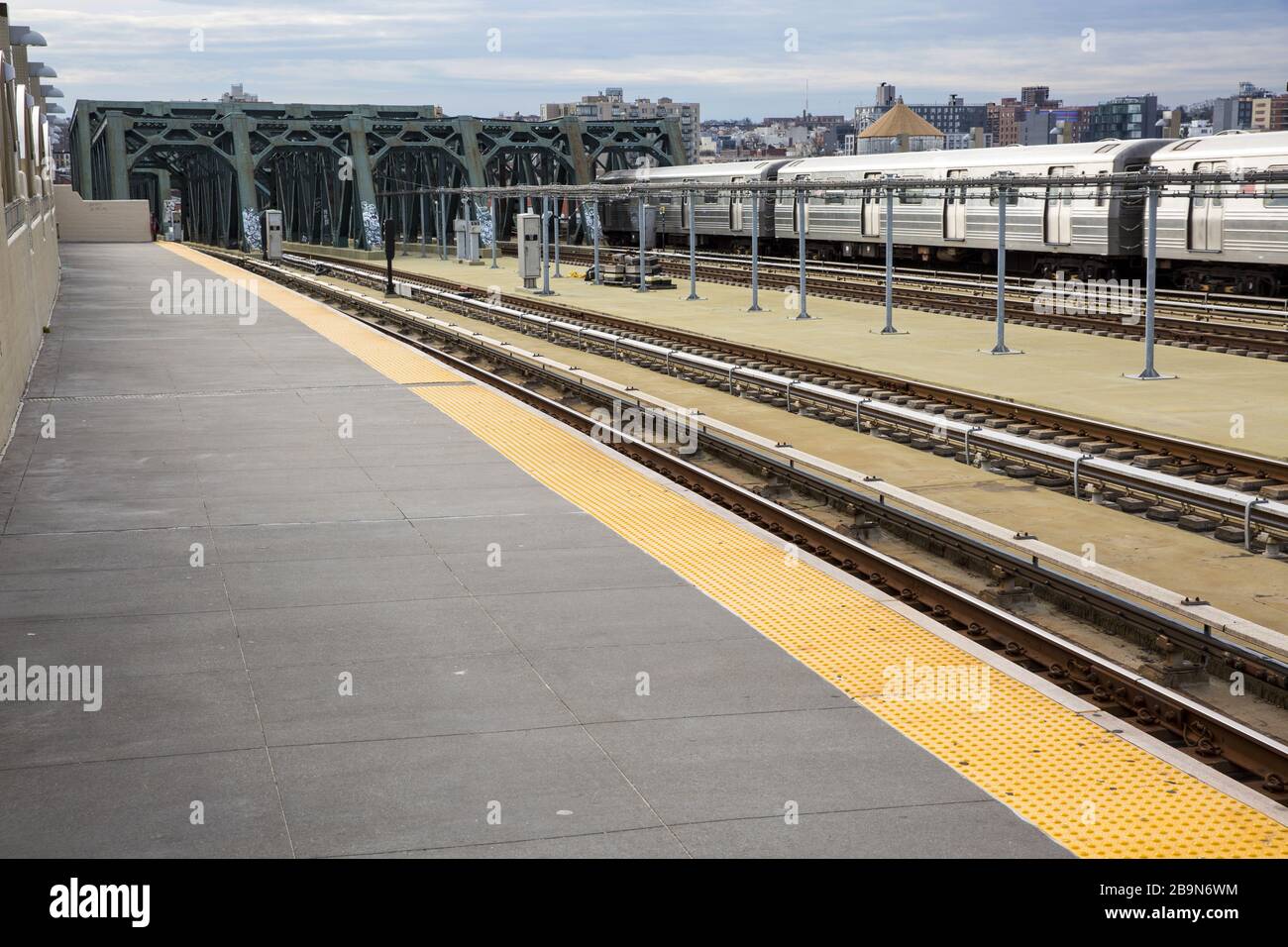 Empty subway platforms that are usually busy at 9 in the morning with ...