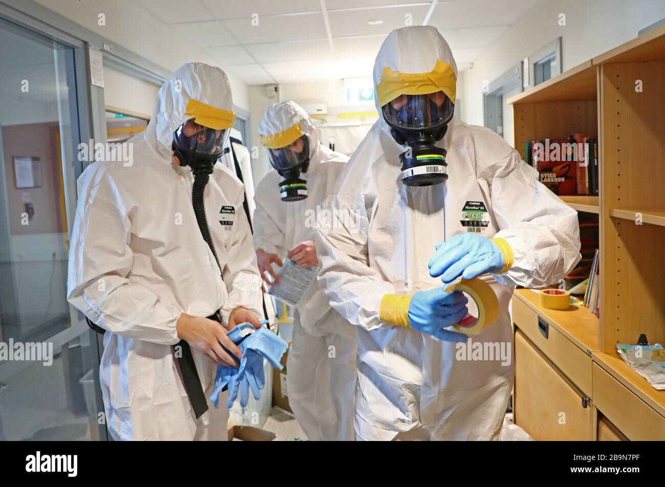 Linkoping, Sweden 20200315 Remediation of office space after coronary ...