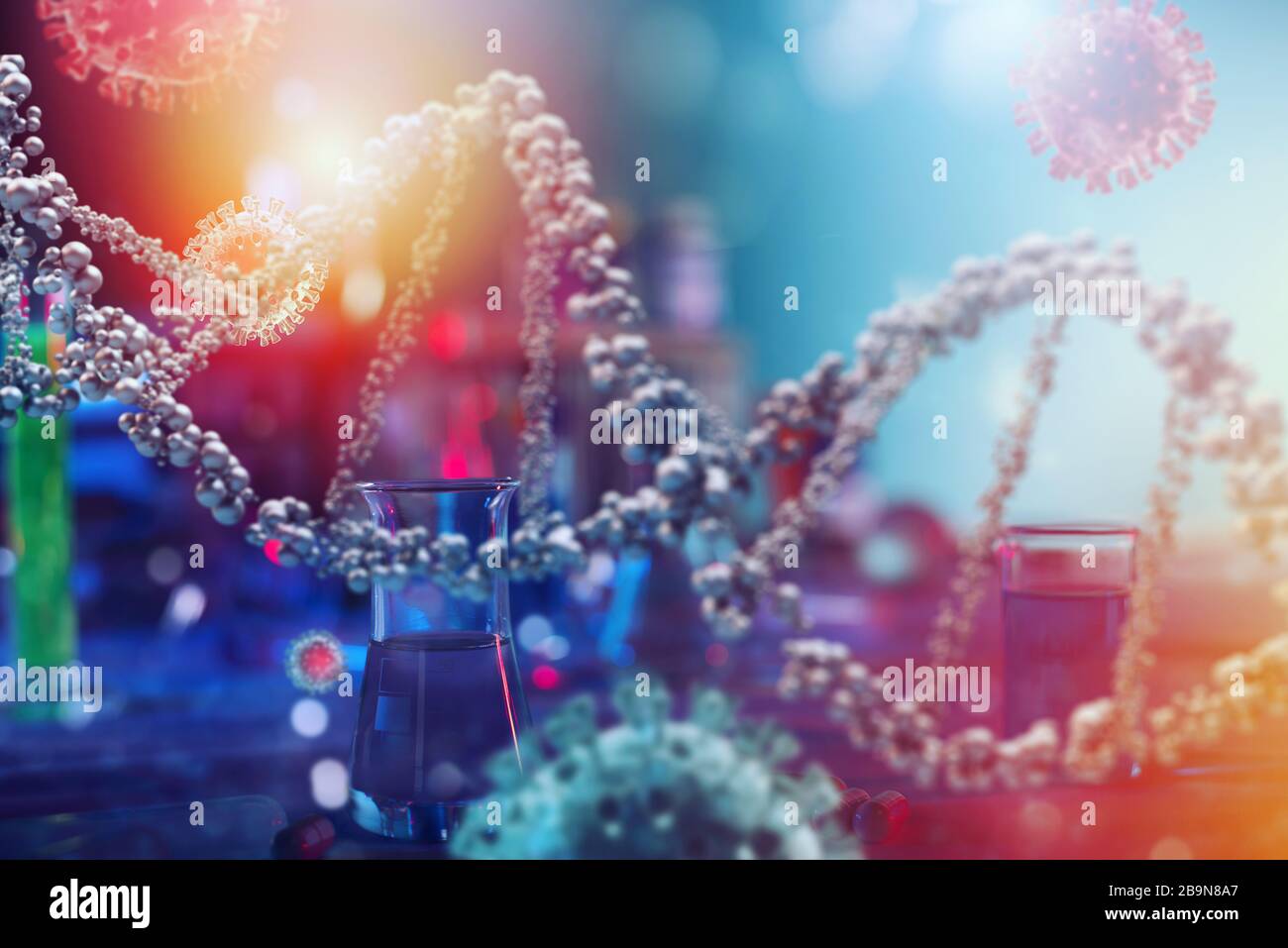 Medical science laboratory. Concept of virus and bacteria research ...