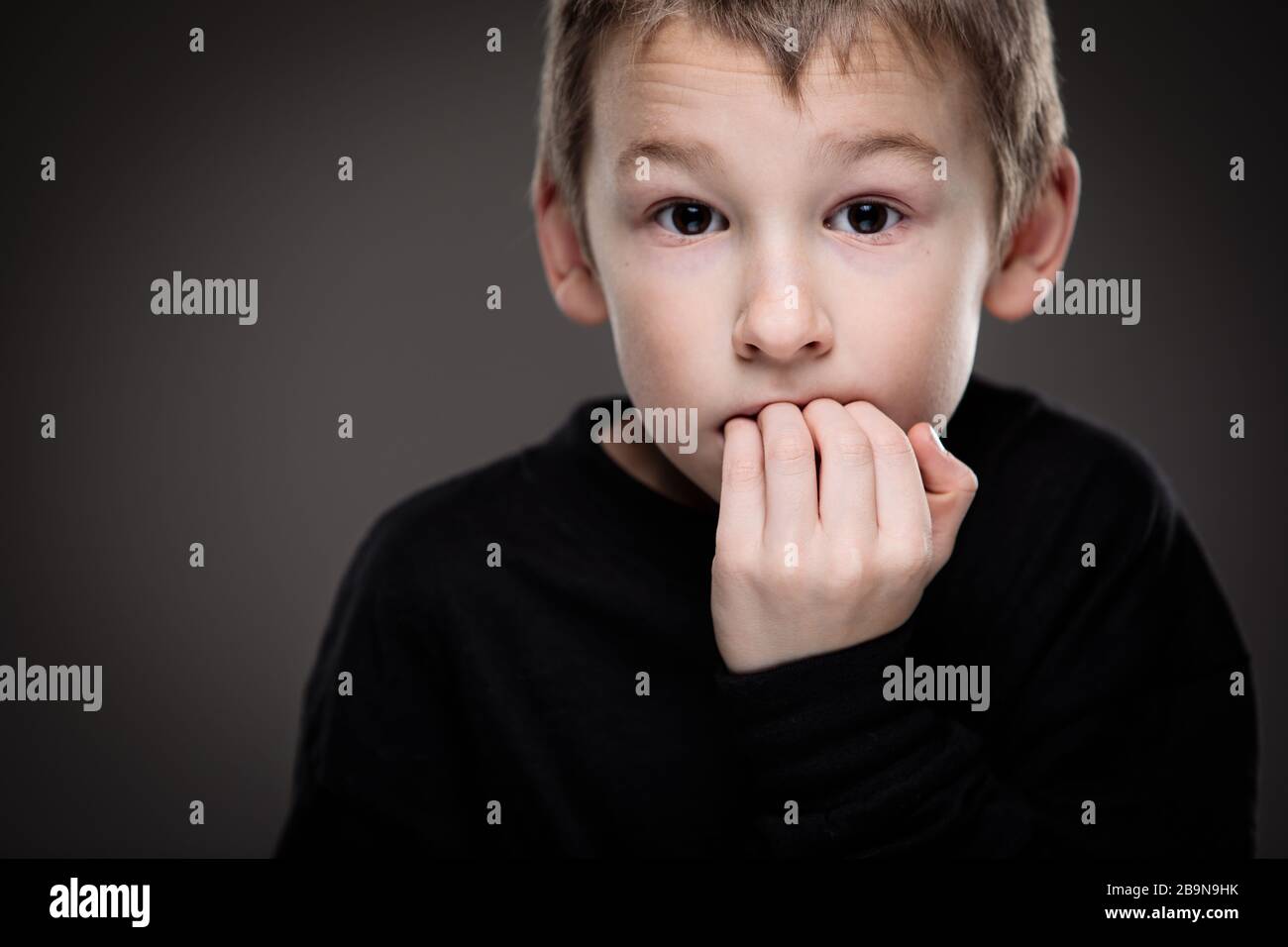 Anxiety/fear in a little boy - education concept hinting behavioral ...