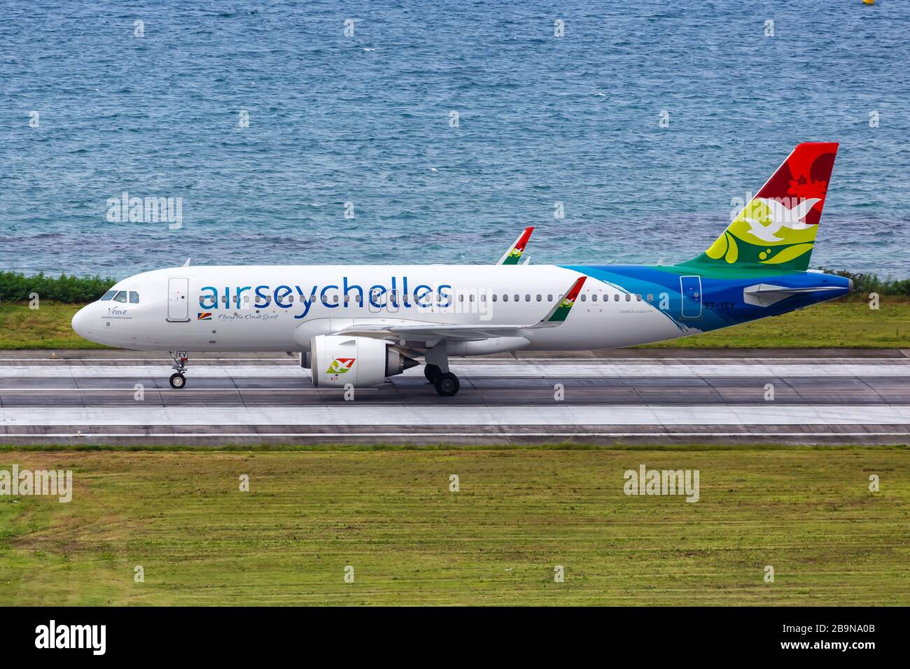 Mahe, Seychelles – February 3, 2020: Air Seychelles Airbus A320neo ...