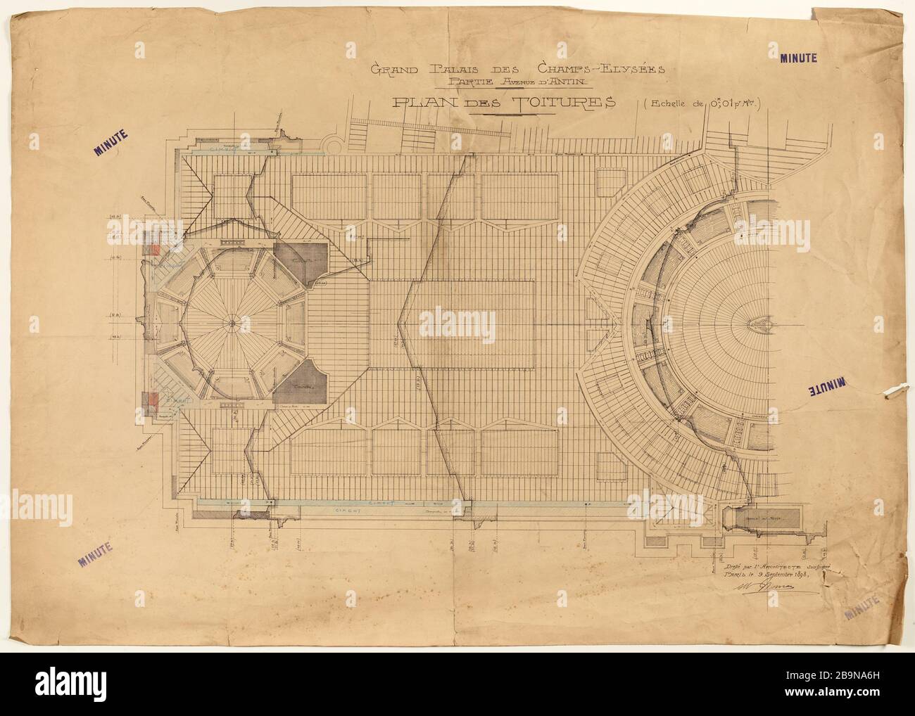 Grand Palais des Champs Elysées, Avenue d'Antin part. Map of roofs ...