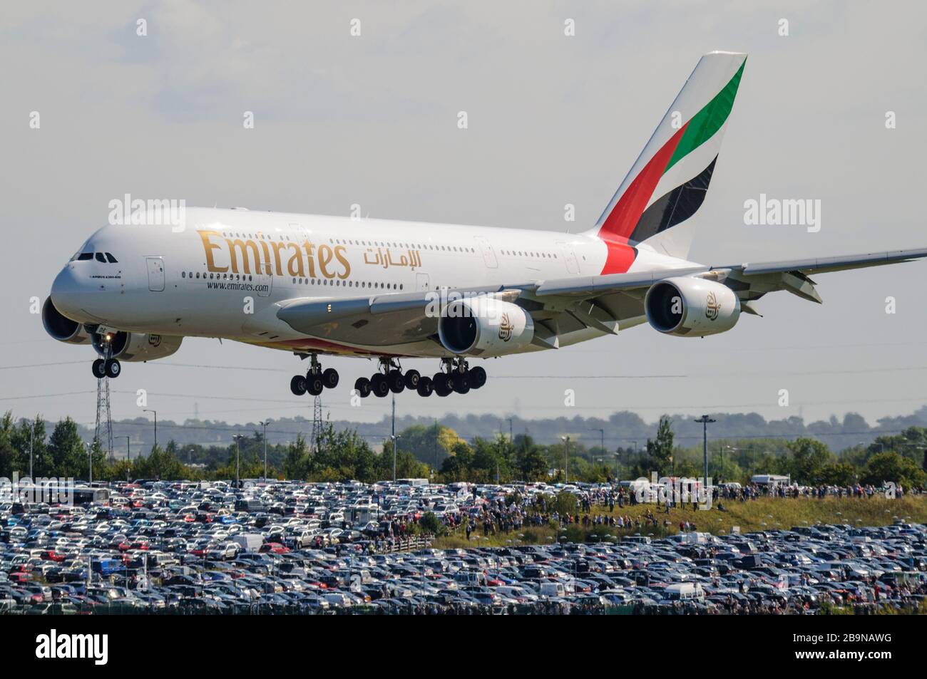 Emirates Airbus A380-800 landing at Birmingham International Airport on ...