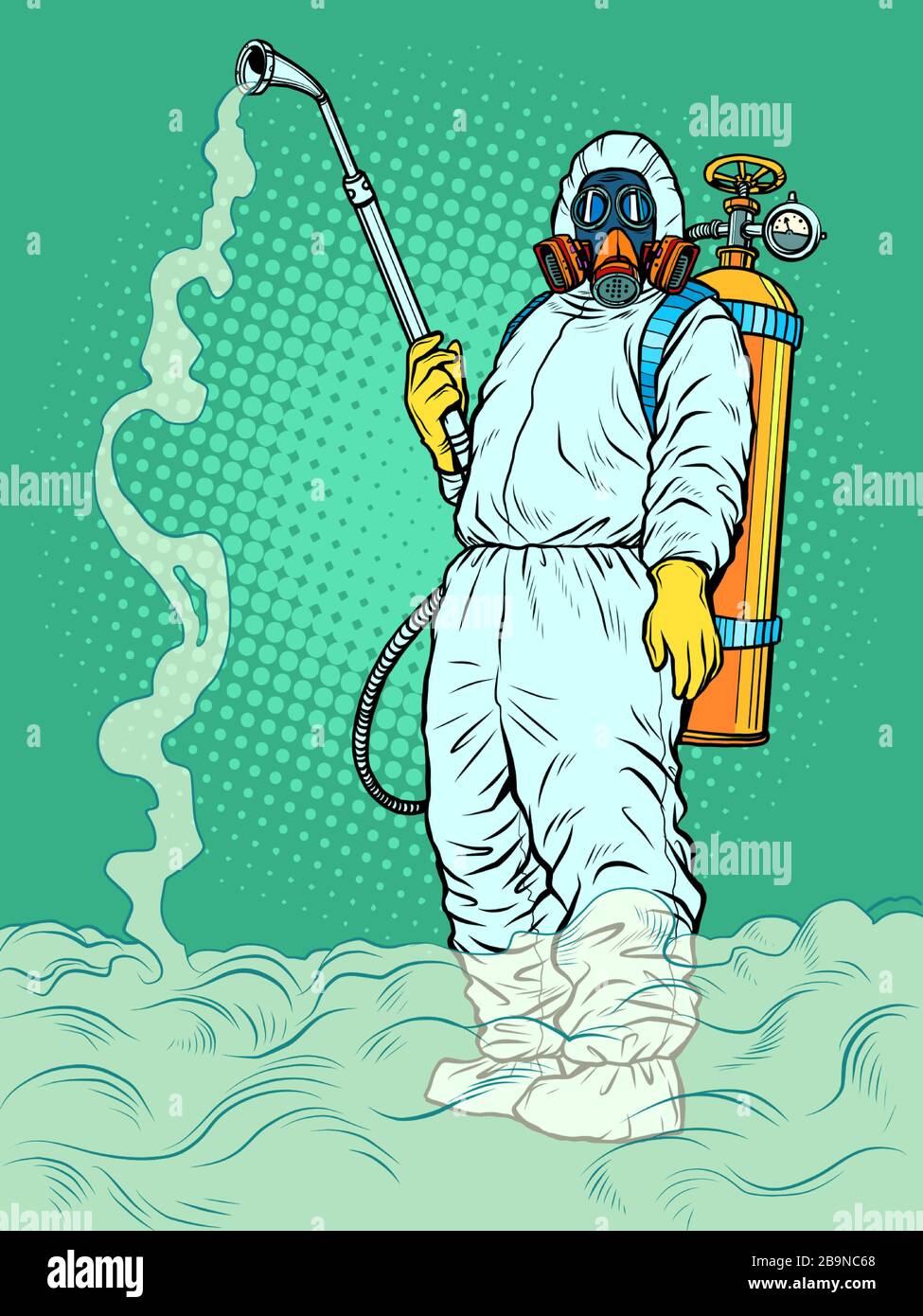 disinfection suit protection epidemic virus bacterium infection Stock ...