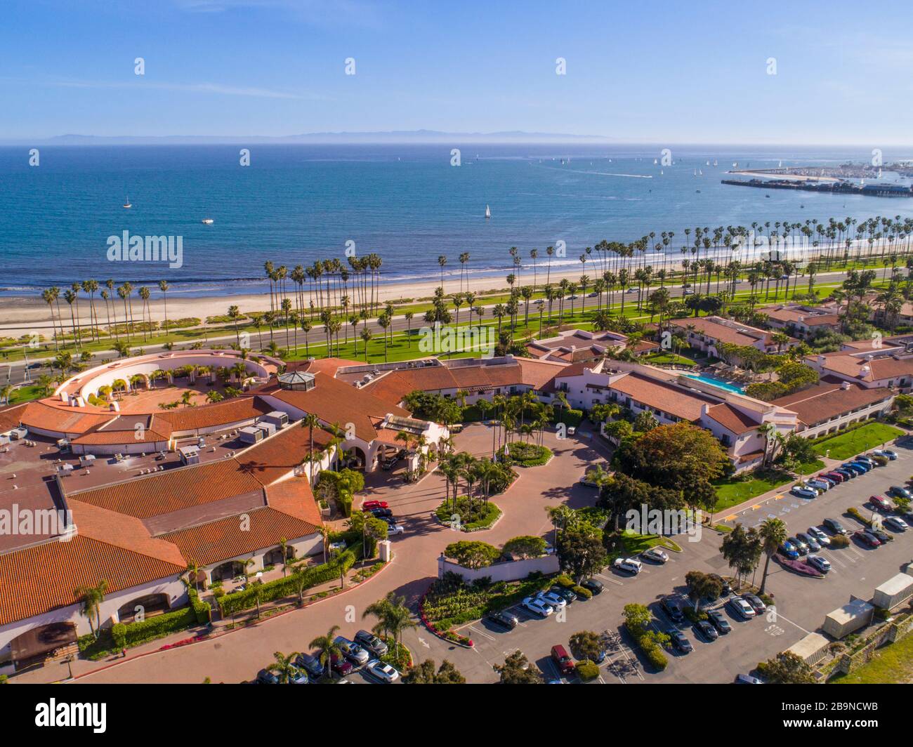 aerial view of the Hilton Santa Barbara Beachfront Resort, Santa ...