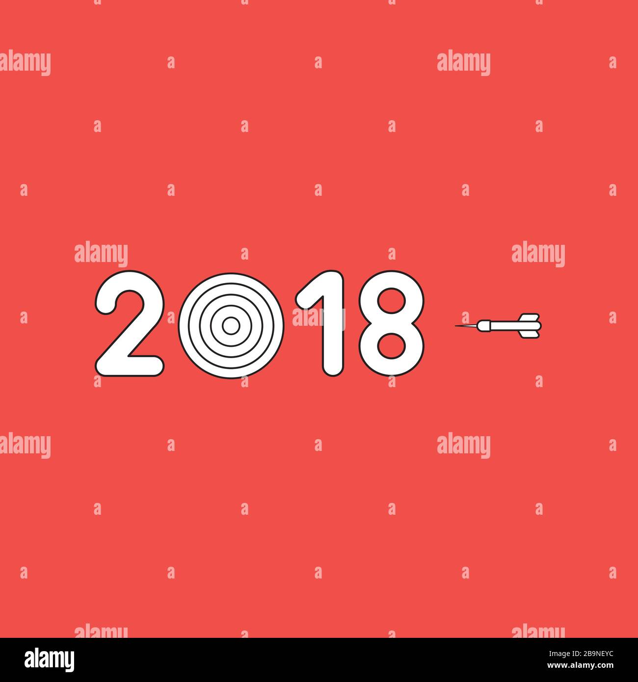 Vector icon concept of year of 2018 word text with bulls eye and dart ...