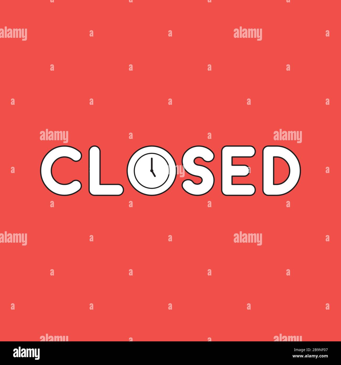 Vector icon concept of closed text with clock time shows 5 o'clock ...